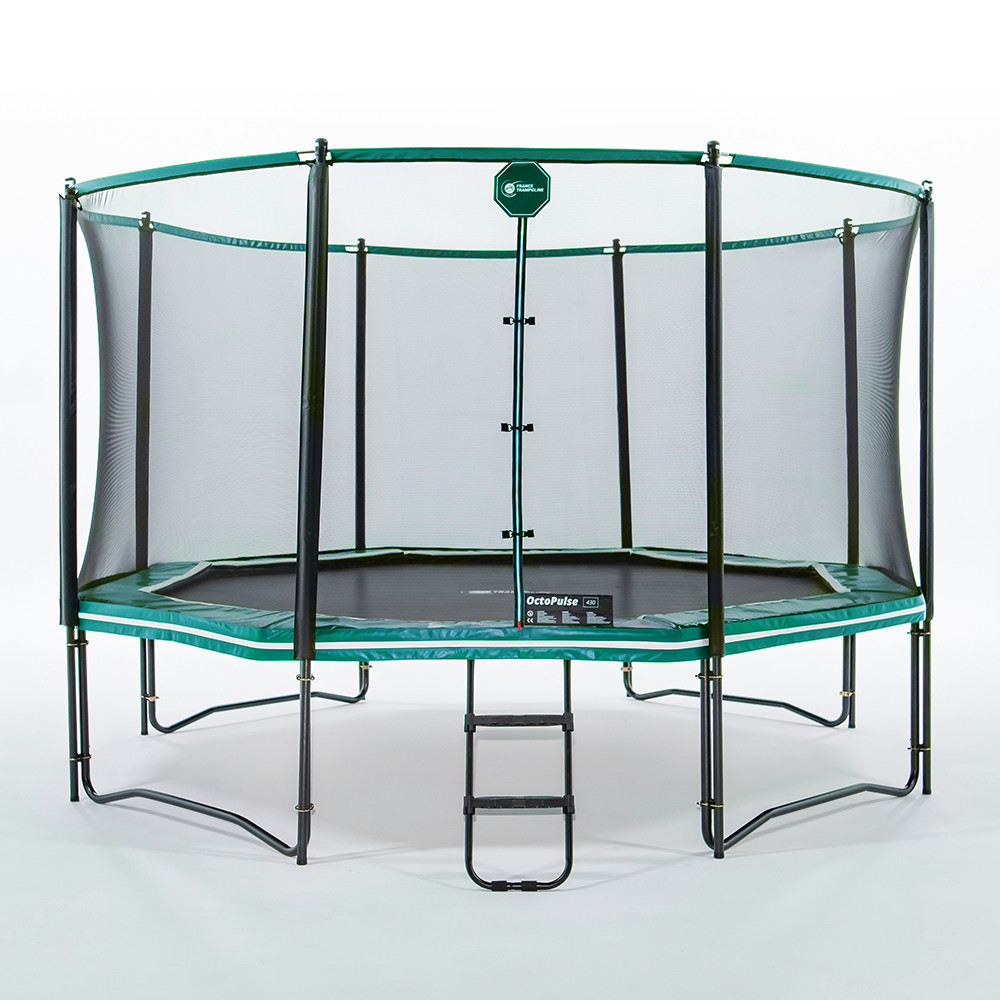 Pack 14ft green Octopulse trampoline + net + ladder + anchor kit